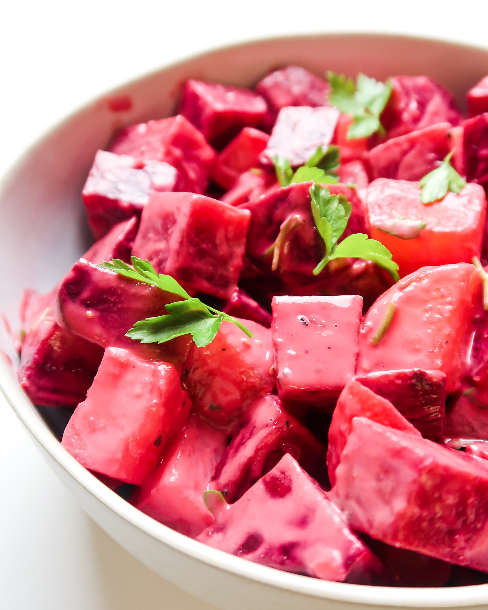 Creamy Vegan Beetroot Salad with Kohlrabi and Tahini